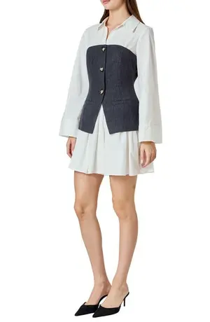 Endless Rose Mixed Media Long Sleeve Minidress
