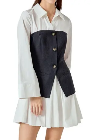 Endless Rose Mixed Media Long Sleeve Minidress