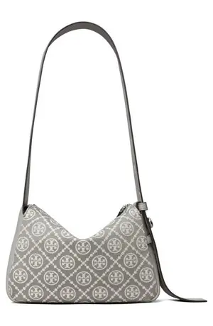 Tory Burch T Monogram Canvas Shoulder Bag - Gray