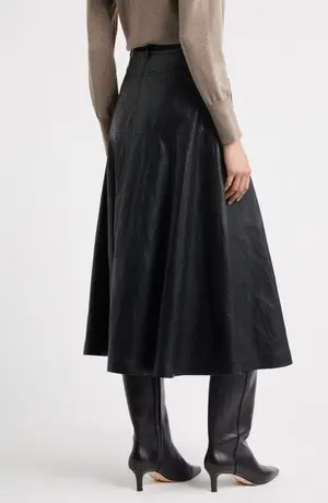 Kobi Halperin Rhea Faux Leather Midi Skirt - Black