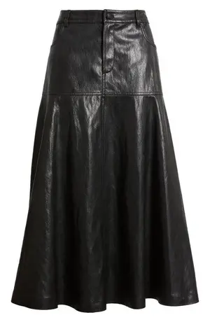 Kobi Halperin Rhea Faux Leather Midi Skirt - Black