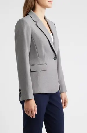 TAHARI ASL One-button Blazer - Heather Grey