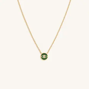 KARMA AND LUCK Soul’s Renewal Malachite Evil Eye Necklace - Gold/green