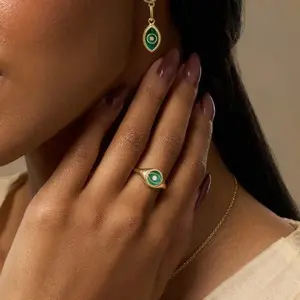 KARMA AND LUCK Soul’s Transformation Evil Eye Malachite Ring