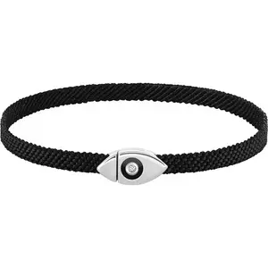 KARMA AND LUCK Opulent Security Evil Eye Black String Bracelet - Black/silver