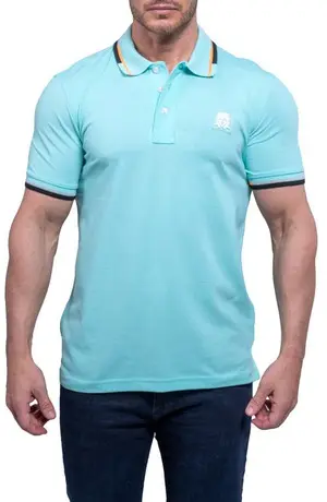 MACEOO Tipemb43 Green Piqué Polo Light Blue