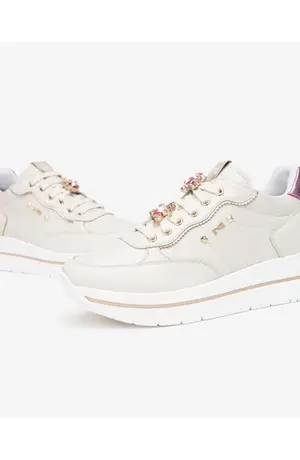 NEROGIARDINI Crystal-embellished Leather Lace-up Sneakers