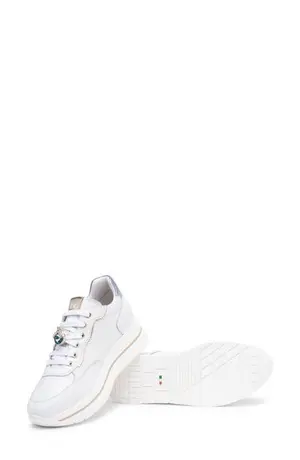 NEROGIARDINI Crystal-embellished Leather Lace-up Sneakers