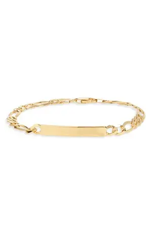 Argento Vivo Figaro Tag Pendant Bracelet - Gold