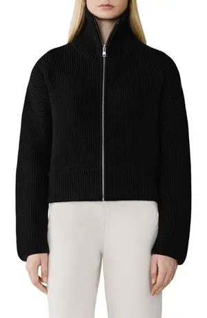 Soia & Kyo Noelle Ribbed Wool Blend Cardigan - Black