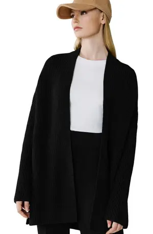 Soia & Kyo Rib Open Front Cardigan - Black