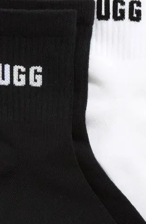 UGG Quinlin Assorted 2-pack Logo Quarter Socks - White/black