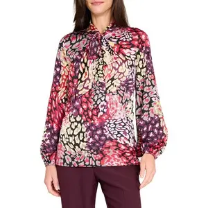 TAHARI ASL Printed Tie Neck Top