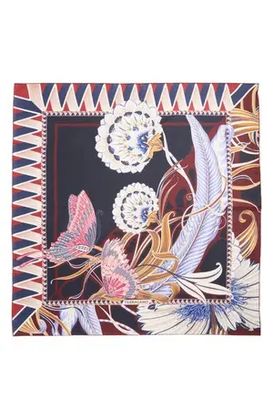 FERRAGAMO Giada Reversible Silk Scarf - Navy/plum