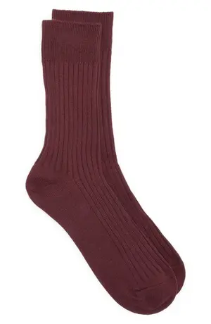Nordstrom Ribbed Cotton Blend Socks - Rust
