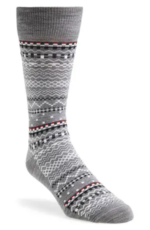 Thom Browne Fair Isle Virgin Wool-blend Mid-calf Socks - Light Grey