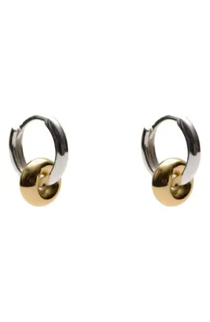 Argento Vivo Mini Two-tone Interlock Hoop Earrings - Gold/silver