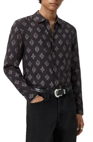 John Varvatos Ross Long Sleeve Linen Button-up Shirt - Plum