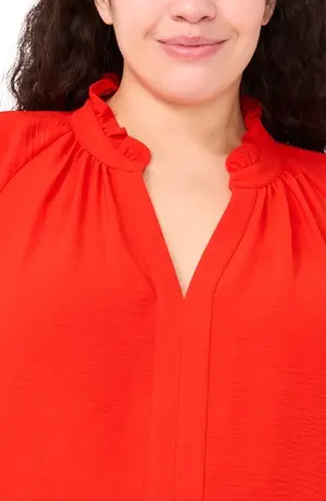 CECE DUPRAZ Ruffle Neck Crepe Top
