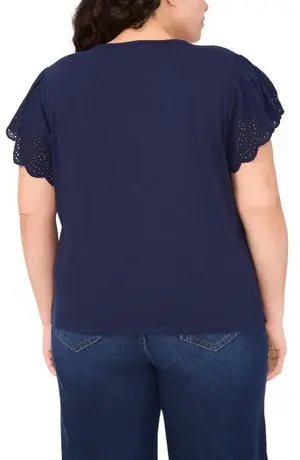 CECE DUPRAZ Eyelet Sleeve Top - Classic Navy