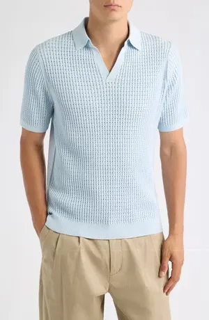 REISS Merit Cotton Blend Polo - Soft Blue