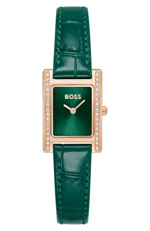 BOSS Lucy Precious Rectangular Watch Green