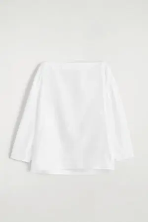 Cos Boat-neck Cotton Blouse - White