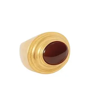 Saint Laurent Gold-tone Agate Ring - Red
