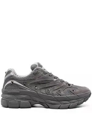 Valentino Garavani Canvas And Calf Leather Low-top Sneakers - Grey