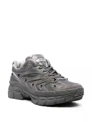 Valentino Garavani Canvas And Calf Leather Low-top Sneakers - Grey