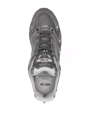 Valentino Garavani Canvas And Calf Leather Low-top Sneakers - Grey