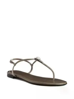 GIUSEPPE ZANOTTI Anyelle Rhinestone-embellished Flat Sandals - Grey