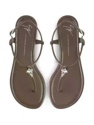 GIUSEPPE ZANOTTI Anyelle Rhinestone-embellished Flat Sandals - Grey