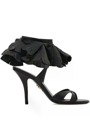 FERRAGAMO Nappa Leather Sandals With Flower Embellishments