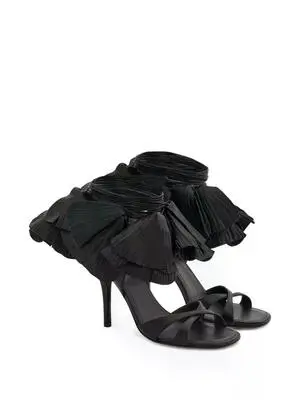 FERRAGAMO Nappa Leather Sandals With Flower Embellishments