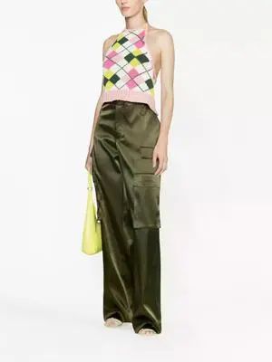 GANNI Argyle-check Crop Top