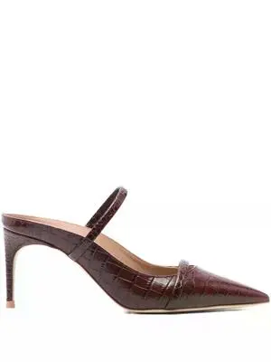 MALONE SOULIERS 70mm Crocodile-embroidered Leather Mules - Red