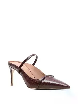 MALONE SOULIERS 70mm Crocodile-embroidered Leather Mules - Red