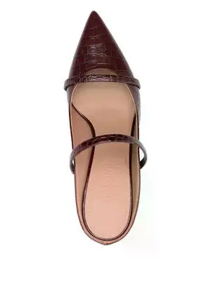 MALONE SOULIERS 70mm Crocodile-embroidered Leather Mules - Red