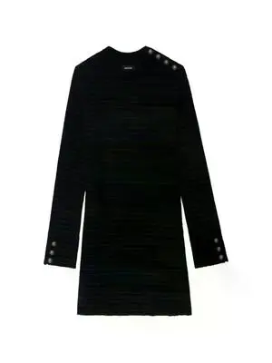 Zadig&Voltaire Striped Button-detailed Mini Dress - Black