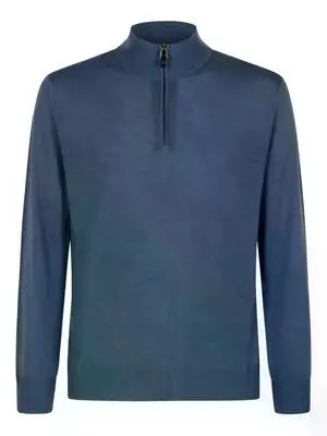 Canali High-neck Half-zip Sweater - Blue