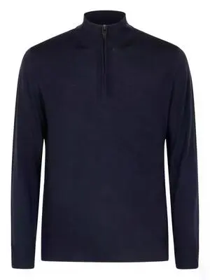 Canali High-neck Zip-up Sweater - Blue