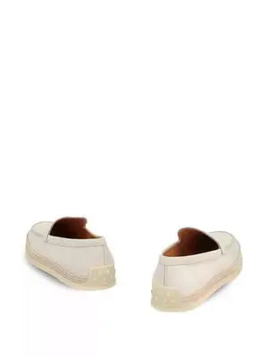 TOD'S Leather Loafers With Rope-trimmed Sole - Neutrals