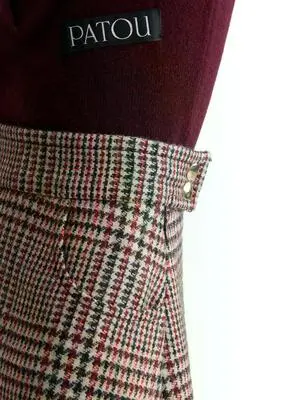 PATOU Asymmetric Houndstooth Midi Skirt