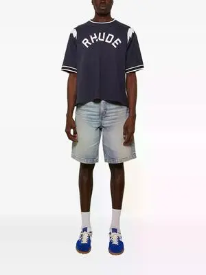 Rhude Logo-detail Baseball T-shirt - Blue