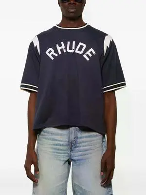 Rhude Logo-detail Baseball T-shirt - Blue