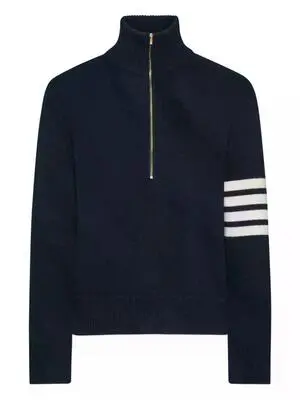 Thom Browne 4-bar Funnel-neck Wool Sweater - Blue
