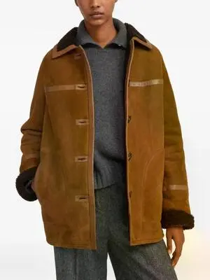 YVES SALOMON Leather-trimmed Coat