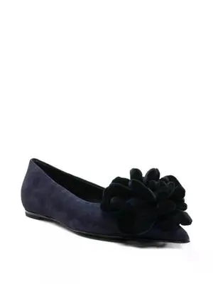 Agl Flower-embellished Suede Flat Pumps