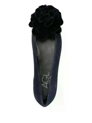 Agl Flower-embellished Suede Flat Pumps